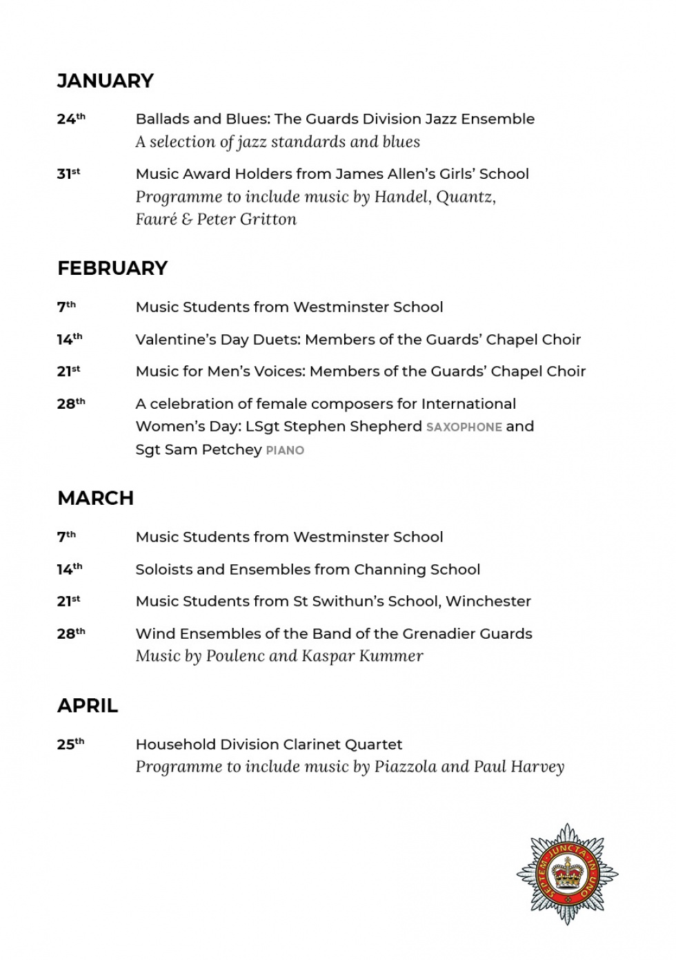 Recitals and Concerts - The Guards’ Chapel - The Household Division ...